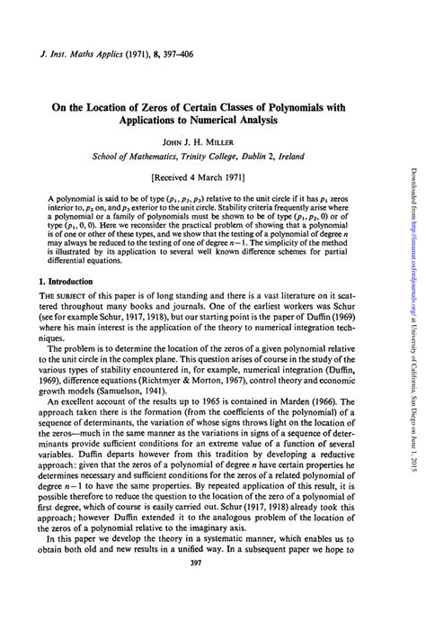 PDF On The Location Of Zeros Of Certain Classes Of Polynomials With Applications To Numerical