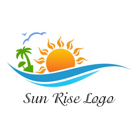Sun Rise Water Beach Art Logo Png Vector Ai Free Download