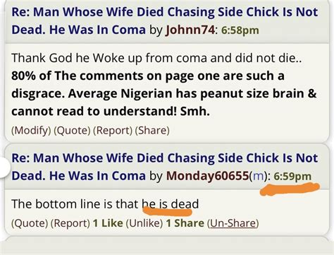 Man Whose Wife Died Chasing Side Chick Is Not Dead He Was In Coma