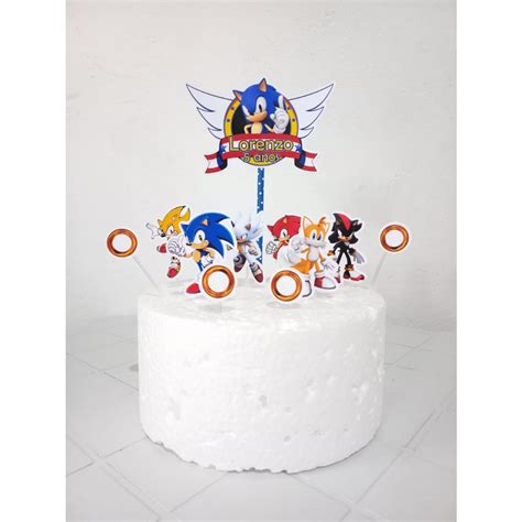 Topo De Bolo Sonic Topper Sonic Personalizado Shopee Brasil