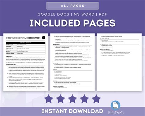 Executive Secretary Job Description Template Probiztemplates