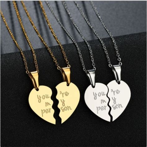 Split Heart Necklace Etsy