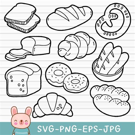 10 Bread Svg Bundle Bread Basket Svg Svg Outline Cut Files By Kawaiiart1980 Etsy