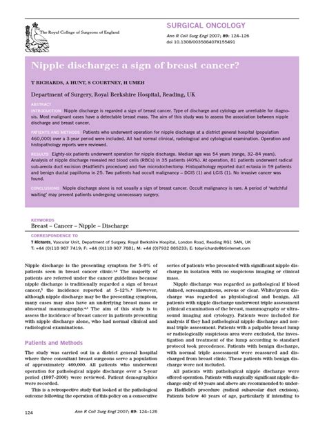 Nipple Discharge 3 Pdf Breast Cancer Nipple