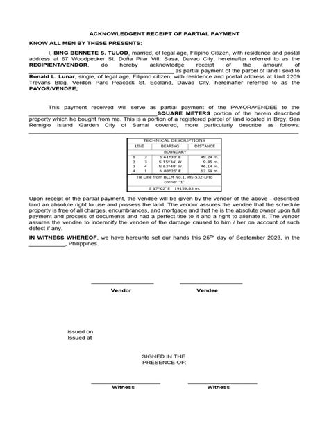 Acknowledgent Receipt Of Partial Payment Pdf Natural Resources Law