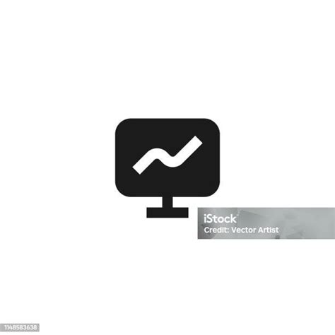 성장 프리 젠 테이 션 아이콘 디자인입니다 성장 라인 그래프 기호와 모니터 화면 간단한 깨끗 한 전문 비즈니스 관리 개념 벡터 일러스트 레이 션 디자인 0명에 대한 스톡