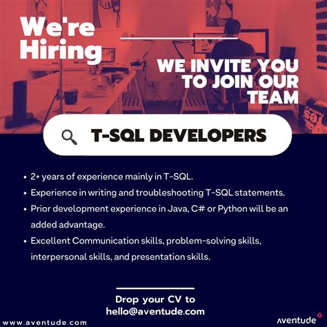 aventude on linkedin tsqldevelopers careeropportunity