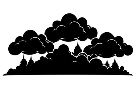 Clouds In The Sky In Black Silhouette Collection Of Various Cloud