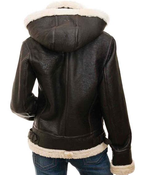 Buckle Collar Womens Brown Leather Shearling Jacket Jackets Masters