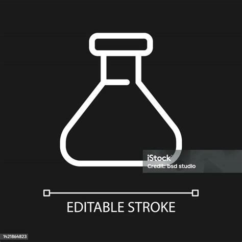 Erlenmeyer 플라스크 픽셀 어두운 테마를위한 완벽한 흰색 선형 Ui 아이콘 0명에 대한 스톡 벡터 아트 및 기타 이미지
