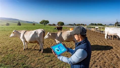 A Hightech Cattle Monitoring System In Use At A Modern Farm Showing
