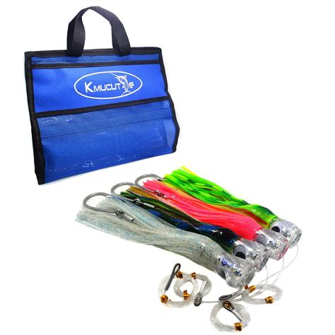 Trolling Lure Mesh Bag Octopus Skirts Saltwater Tuna Marlin Wahoo 4pcs
