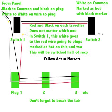 Wiring Diagram 3 Way Switch Split Receptacle Wiring Draw And Schematic