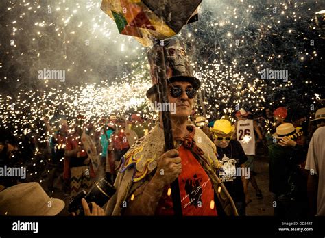 Sitges Spain August Rd A Member Of Diables De Sitges Colla Jove Sets Off His