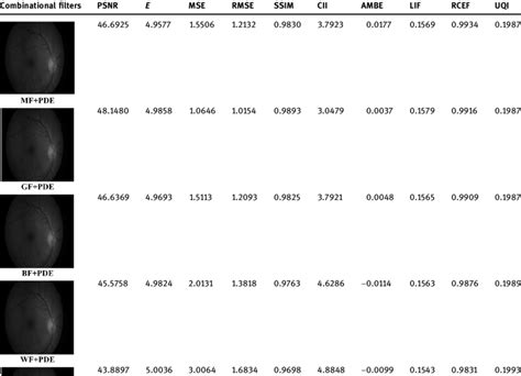 Performance Metrics Of Combinational Filter Enhancement Download Scientific Diagram