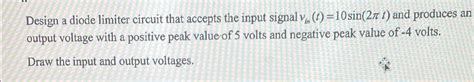 Solved Design A Diode Limiter Circuit That Accepts The Input Signal 1 Answer Transtutors