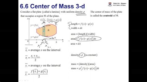 Concept Center Of Mass Of A 2d Region Derivation Of Integration