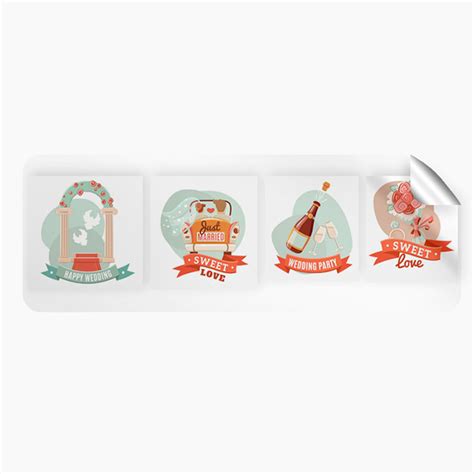 Wedding Rectangle Stickers Planet Scribbles