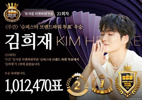 김희재 26회차 남자 배우 21회차 뮤지컬 티켓파워 부문 슈퍼스타 브랜드 파워 투표 1위 슈퍼스타 투표 결과 김효진