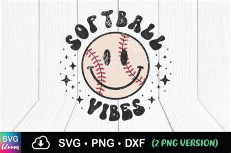 Retro Softball Vibes Smiley Sublimation Graphic By SVG Bloom Creative