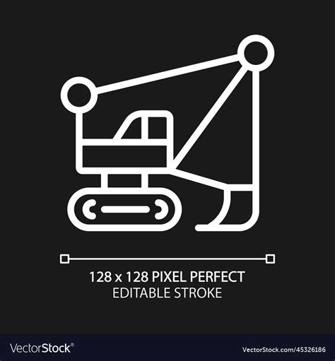 Dragline Excavator Pixel Perfect White Linear Vector Image
