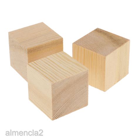 Natural Wood Cube Blocks Unfinished Wooden Cubes For Hobbies Model
