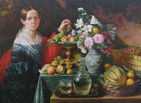 Ivan Khrutsky Portrait Of An Unknown Woman With Fruit Oil On Canvas