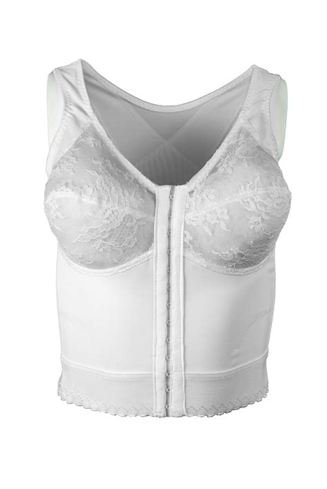 White Front Closure Long Line Bra With Back Support Rago Shapewear