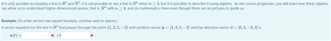 Solved Finding A Vector Equation For A Line Through Two
