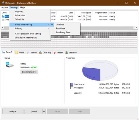 Boot Time Defrag With Defraggler