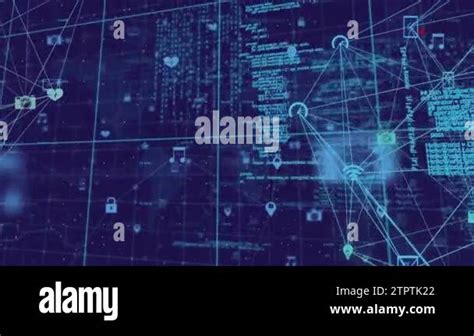 Animation Of Connected Icons Globe Binary Codes And Computer Language