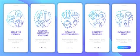 Problem Solving Steps Navy Onboarding Mobile App Page Screen With