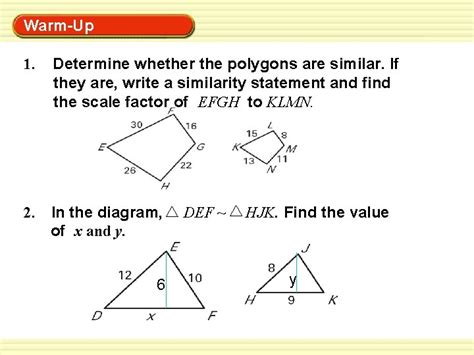 WarmUp Exercises Determine Whether The Polygons Are