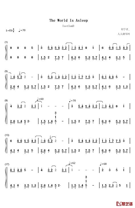 The World Is Asleep钢琴简谱 数字双手 Isotland 简谱网