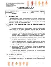 LAB EXERCISE INTEGUMENTARY SYSTEM C Docx NUR O Integrated Human Anatomy And Physiology
