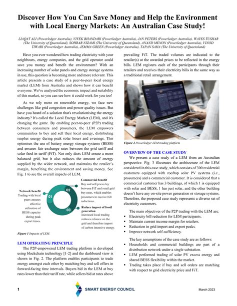 Pdf Discover How You Can Save Money And Help The Environment With Local Energy Markets An
