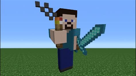Minecraft Tutorial How To Make A Steve Statue Explorer Steve Youtube