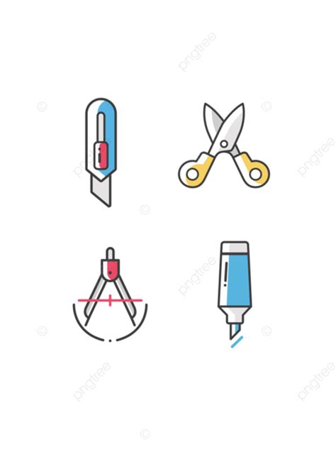 Simple Style Cartoon Office Stationery Icon Vector School Supplies Compasses Send Red
