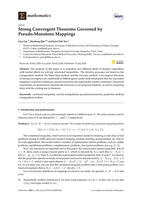 PDF Strong Convergent Theorems Governed By Pseudo Monotone Mappings
