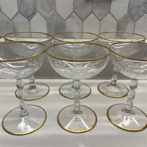 Gold Rimmed Cocktail Glasses Etsy