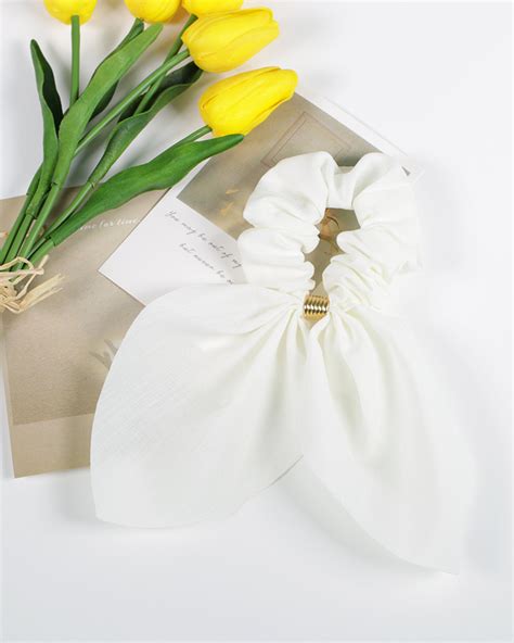 오브헤이즈 쉬폰 무지 드롭 골드 포인트 스카프 헤어슈슈 스크런치 곱창 머리끈 4color