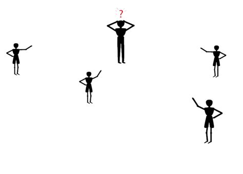 Blue Stick Figures Pointing