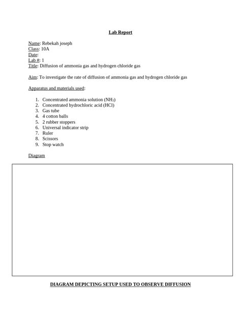 Lab On Diffusion Chemistry Pdf Acid Ammonium
