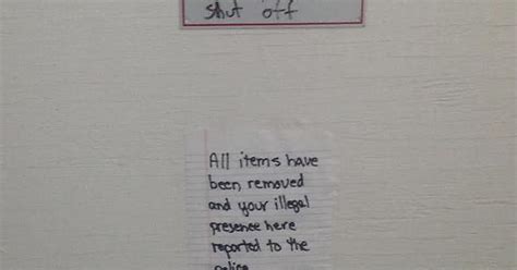 This Mildly Creepy Note Posted Over The Crawlspace In My Apartment