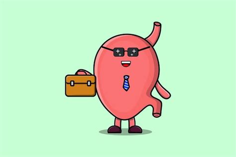 Premium Vector Cute Cartoon Stomach Businessman Character Holding