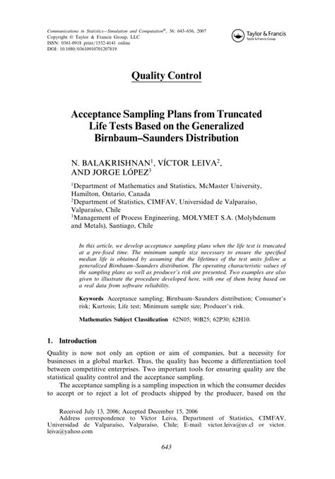 PDF Acceptance Sampling Plans From Truncated Life Tests Based On The