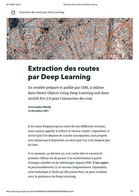 Extraction Des Routes Par Deep Learning ArcGIS Pro 2 9 PDF