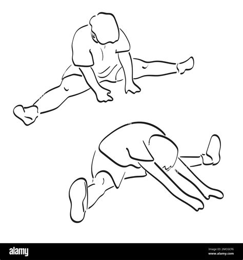 Fat Woman Stretching Her Legs Illustration Vector Hand Drawn Isolated