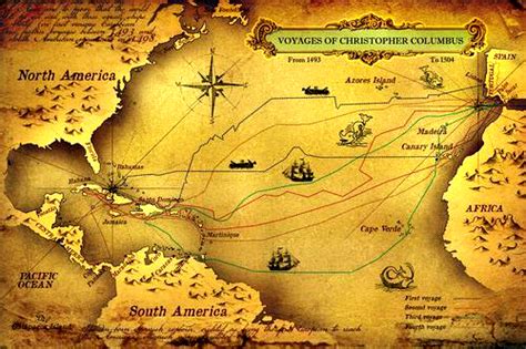 Christopher Columbus Route Voyages Of Christopher Columbus Facts For