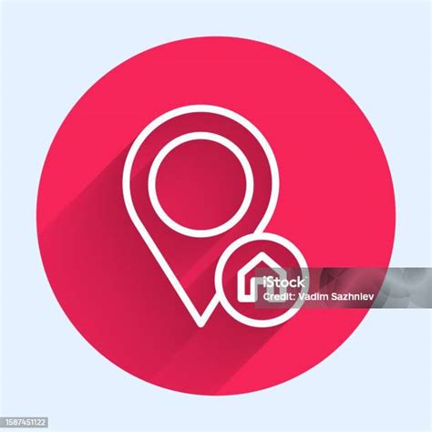 Garis Putih Map Pointer Dengan Ikon Rumah Terisolasi Dengan Latar